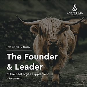 Ancestral Supplements Grass Fed Beef Spleen Supplement, 3000mg Beef Organ Spleen Support Formula Promotes Digestive, Immune, Iron, Energy and Allergy Health, Non GMO, 180 Capsules