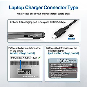 130W Dell Laptop Charger USB C Replacement for Dell XPS 15 17 2in1 9520 9530 9575 9500 9700 Precision 5530 2in1 3550 3551 3560 5550 5750 Latitude 7410 7310 7210 9510 5420 Dell USB C Charger Power Cord