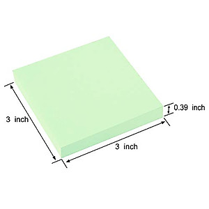 ZCZN 400 Sheets Pop-up Sticky Notes, 3 x 3 Inches, 4 Pads Bright Color Self-Stick Notes, 100 Sheets/Pad, Light Green