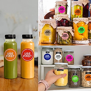 Hybsk USE First Stickers Restaurant Food Service FIFO Label 1.5 Inch Total 500 Labels Per Roll (Orange)