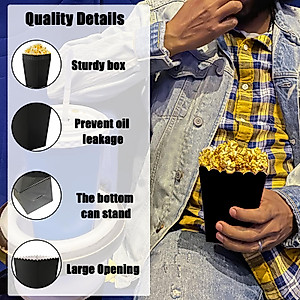 200 Pcs Mini Popcorn Boxes for Party Black Popcorn Bags Cardboard Popcorn Cups Disposable Snack Candy Popcorn Containers for Halloween Christmas Movie Nights Birthday Wedding (Black)