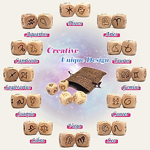 Hometu 4Pcs/Set Creative Zodiac Dice Set - 2 Pairs 12 Constellation Symbol Pattern Dices for Game Divination Accessory (Version1+Version2)