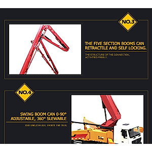 1/35 Scale Model XCMG 62 Meter Concrete Pump Truck Replica 7 Sections Booms 4 Axles Cab Open Collection Toys Gift