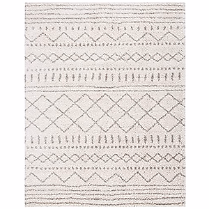SAFAVIEH Arizona Shag Collection 8' x 10' Ivory/Beige ASG741A Moroccan Non-Shedding Living Room Bedroom Dining Room Entryway Plush 1.6-inch Thick Area Rug