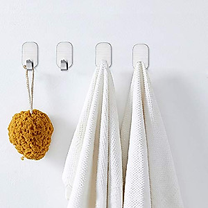 FOTYRIG Strong Adhesive Hooks Hat Hooks Hanger for Wall, Waterproof Stainless Steel Wall Hangers Sticky Hooks for Hanging Bathroom Kitchen Stick on Wall Hooks-16 Packs