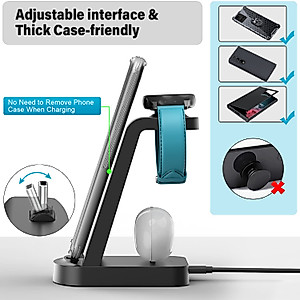 Charging Station for Samsung Multiple Devices,3 in 1 Fast Charging Stand USB-C Charger for Galaxy Watch 5/5 Pro/4/3/Active,Galaxy S23/S22/S21/S20/S10/Note20/Note10/Z Flip 4/Z Fold 4/Galaxy Buds