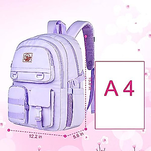 Laptop Backpack for Girls, Women College School Bookbag, 15.6" Cute Aesthetic Computer Water Resistant Anti Theft School Bags for Teens Girls Students - Purple