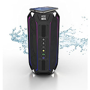 Altec Lansing HydraBoom Bluetooth Speakers, USB Type-C Rechargeable Waterproof Portable Speaker Wireless Phone Charget, Stereo Speaker with LED Lights, Floats in Water, 16 Hour Playtime (Black)
