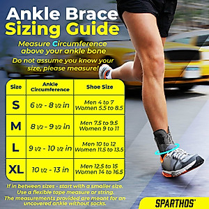 Sparthos Lace Up Ankle Brace - Adjustable Support for Running, Basketball, Volleyball - for Injury Recovery and Sprains - Compression Stabilizer Braces - For Men & Women (Gray - Large)