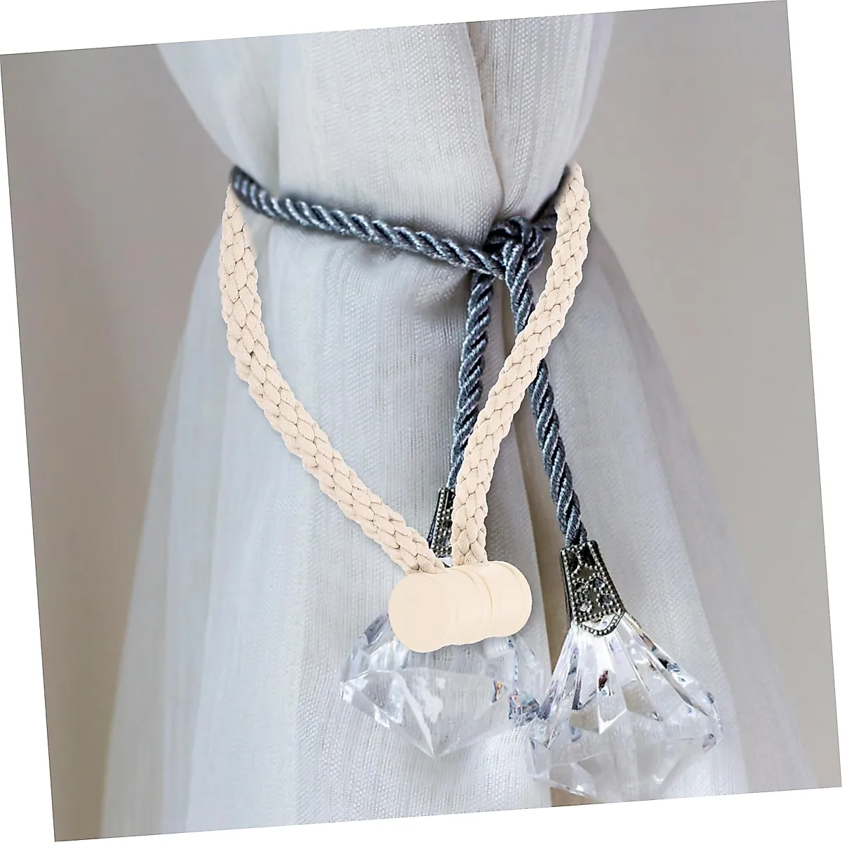 ULTECHNOVO 2 Pcs Curtain Magnetic Button Hebillas Magneticas para Cortinas Hebillas Magnéticas para Cortinas Decorative Curtain Tiebacks Weave Rope Curtain Tiebacks Curtain Tiebacks for Home