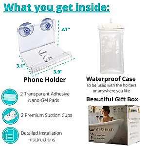 Acrylic Shower Phone Holder - Bathroom Phone Holder - Shower Cell Phone Holder (Transparent)