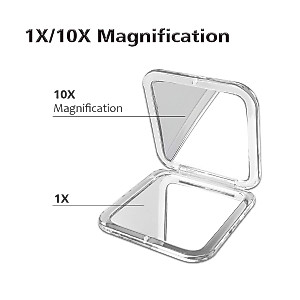 Magnifying Compact Mirror - Snowflakes Elegant Compact Pocket Mini Makeup Mirror Double Sided 1x/10x Magnification Cosmetic Mirrors Handheld Portable for Travel and Purses (Purple)