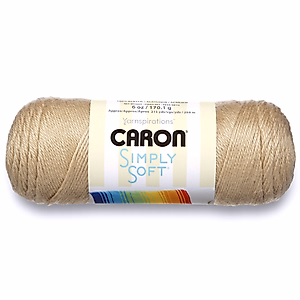 Caron Simply Soft Solids Yarn (4) Medium Gauge 100% Acrylic - 6 oz - Bone- Machine Wash & Dry (H970039703)