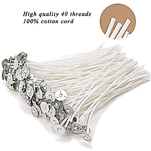 EricX Light 100 Piece Cotton Candle Wick 6" Pre-Waxed for Candle Making,Candle DIY