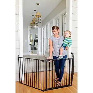 Cardinal Gates EX100 XpandaGate Expandable Baby Gate - Extra Wide Dog Gate - Adjustable Safety Gate for Kids & Pets - 30 to 90 Inches Wide - Black