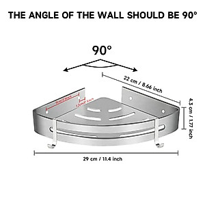 2 Pack Corner Shower Caddy,Waterproof Shower Shelf ,Bathroom Shower Organizer,No Drilling Shower Shelves , Thickened Anti-Rust Space Aluminum Shower Caddy, Shower Organizer with 4 Hooks (Silver)
