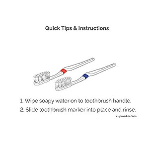 Toothbrush Marker by CUPmarker - Set of 6 Reusable & Adjustable Toothbrush Labels for Standard Toothbrushes