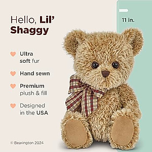 Bearington Collection Baby Shaggy The Brown Teddy Bear Plush, 11 Inch Bear Stuffed Animal