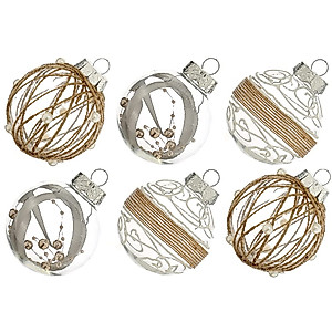 XmasExp Christmas Ball Ornaments Set-70mm/2.76" Beige Large Shatterproof Pastic Farmhouse Xmas Tree Decoration Delicate Hanging Ornaments (12 Counts,Beige)