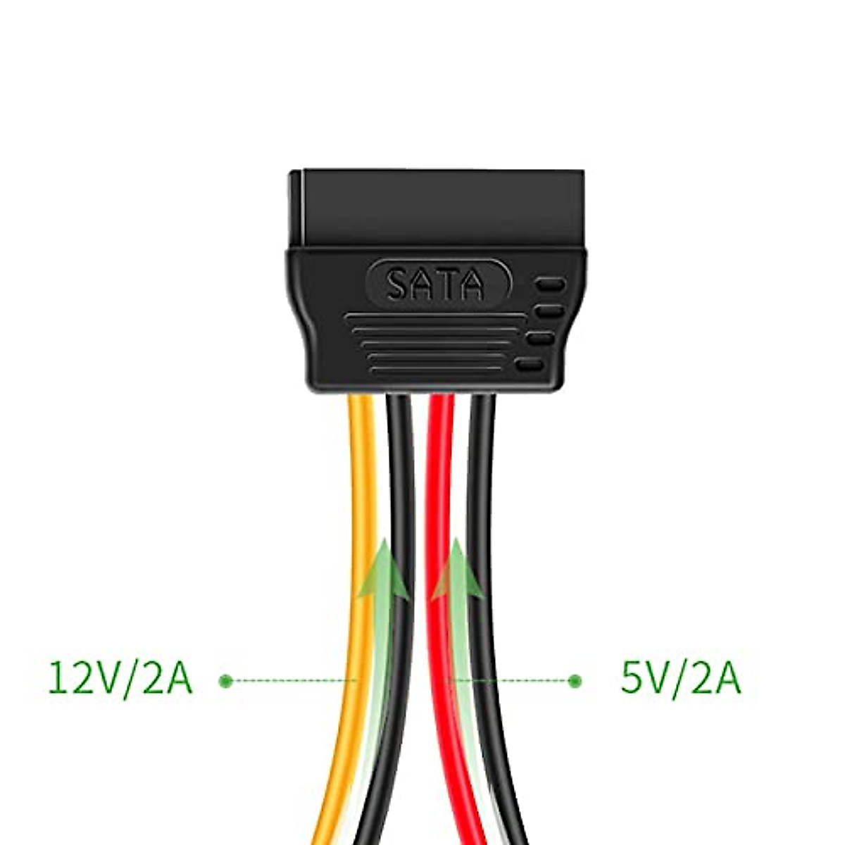 Acxico 5Pcs IDE/Molex/IP4/4-pin to 2X SATA Power 15-pin Converter Adapter Cable