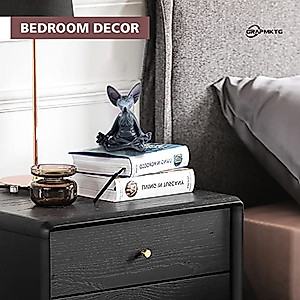 GRAPMKTG Room Decor Cute Sphynx Cat Statue 1 Pack Aesthetic Home Decor Abstract Sculpture for Living Room Office Kawaii Cats on Shelf Yoga Meditation Decor Desk Coffee Table Black