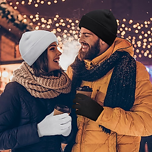 Cooraby 8 Pack Winter Knitted Cuff Beanies Magic Gloves Set Acrylic Warm Skull Cap Cuff Hat Classic Gloves for Men or Women