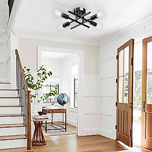 Mshamy - Modern Flush Mount Ceiling Light, Matte Black, 6 inch, E26 Base, 60 Watt Max, Ideal for Bedrooms, Dining Rooms, Entryways, Porches, Kitchens, Bathrooms