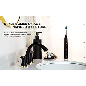 Black and Gold Bathroom Faucet 3 Hole, Lava Odoro 8 inch Widespread Bathroom Faucet 2 Handle Bathroom Sink Faucet Vanity Faucet with Drain Assembly Supply Line, BF405-GB