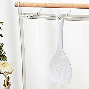 NUTJAM 2 PCS Rice Paddle, Non-Stick Stand-up Rice Spoon, Heat Resistant Serving Rice Spatula Kitchen Gadge (White,2 PCS)