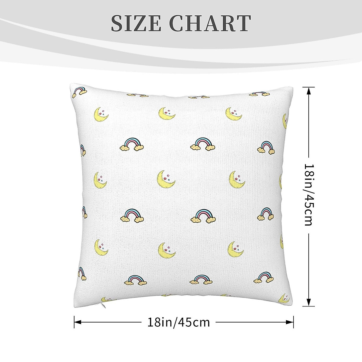 Lukbfall Rainbow and Moon Decorative Pillow Cover 18 X 18 Inch Cute Bohemian Style Pillowcases Cushion Cover Square Throw Pillow Cover for Couch Sofa Bed Living Room Bedroom