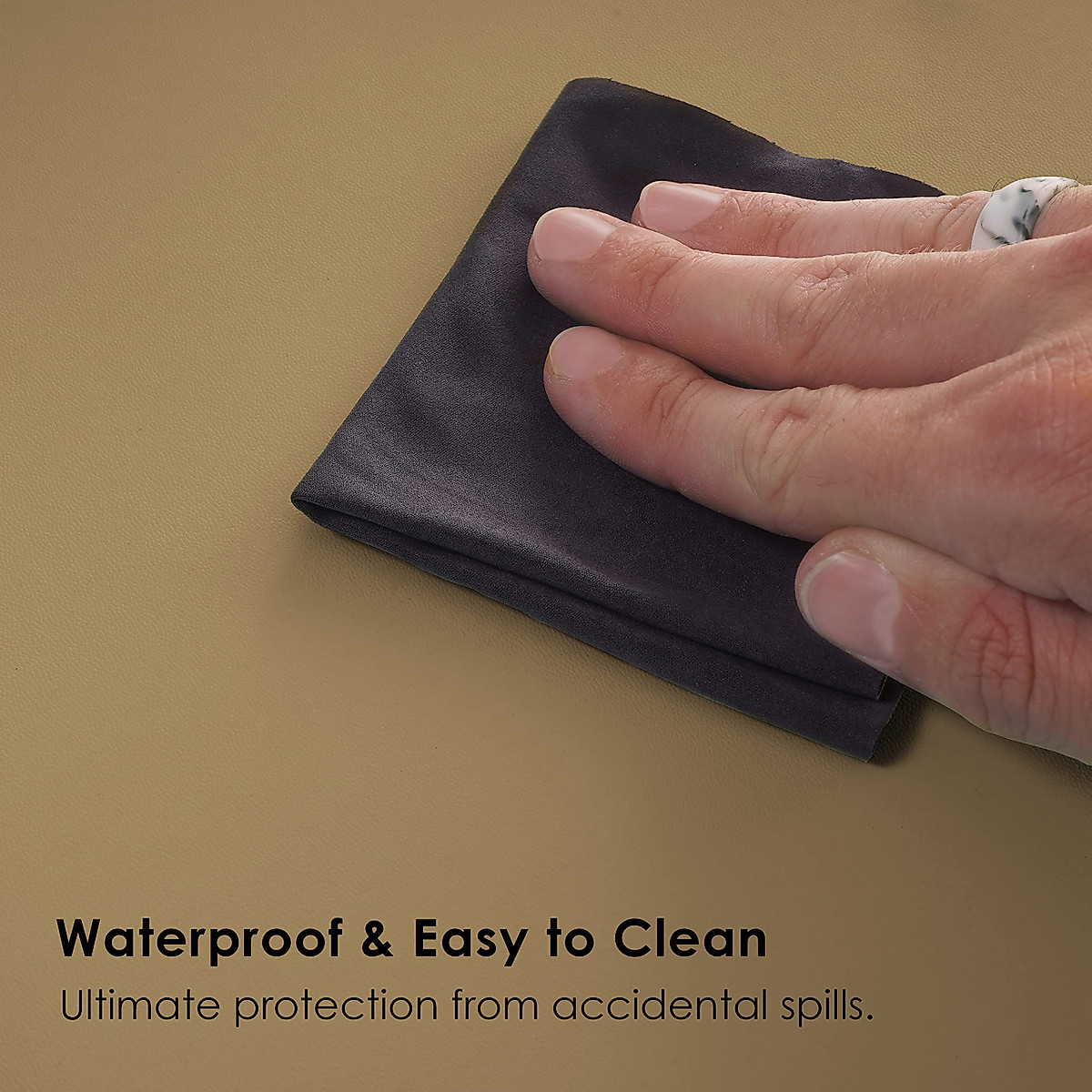 Con-Tact Brand XL Corner Desk Pad | Waterproof Anti-Slip PU Leather | Large Corner Computer Workstation Protection |Mouse Pad Gaming Pad | 36" X 15.7" L Shape |Dual Sided (Sand/Gray)