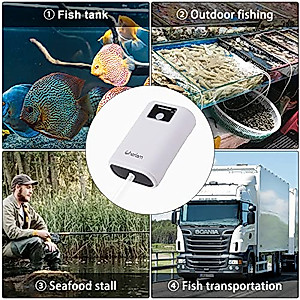 Aquarium Air Pump,CHERLAM Rechargeable&Portable Fish Aerator Pump,Lithium Battery Operated Fish Tank Air Pump with Air Stones,USB Air Pump for Fish Tank for Outdoor Fishing, Emergency, Power Cuts