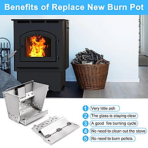 Burn Pot for PelPro PP130 PP60 PP70 PP130-B PP130B PPC90 TSC90 PP150 Pellet Stoves, Stainless Steel Upgraded Burn Pot for Pleasant Hearth PH35PS PH50CABPS PH50PS, SRV7077-003 Firepot for PelPro