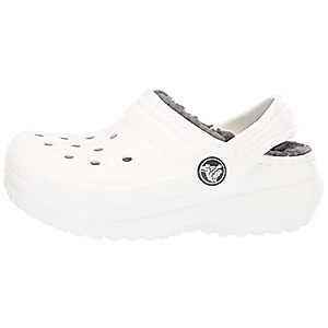 Crocs Kids' Classic Lined Clog | Slippers, White, 11 Little Kid