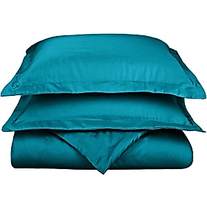 Superior Egyptian Cotton 1200 Thread Count Solid 3-Piece Duvet Cover Set, 1 Duvet Cover, 2 Pillow Shams, Bedding Essentials Decor, Soft Comforter Cover, King/California King, Teal