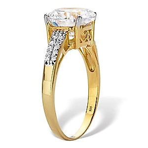PalmBeach Jewelry 18k Gold-Plated or Platinum-Plated Sterling Silver Two Tone Round Cut Cubic Zirconia Engagement Ring Size 8