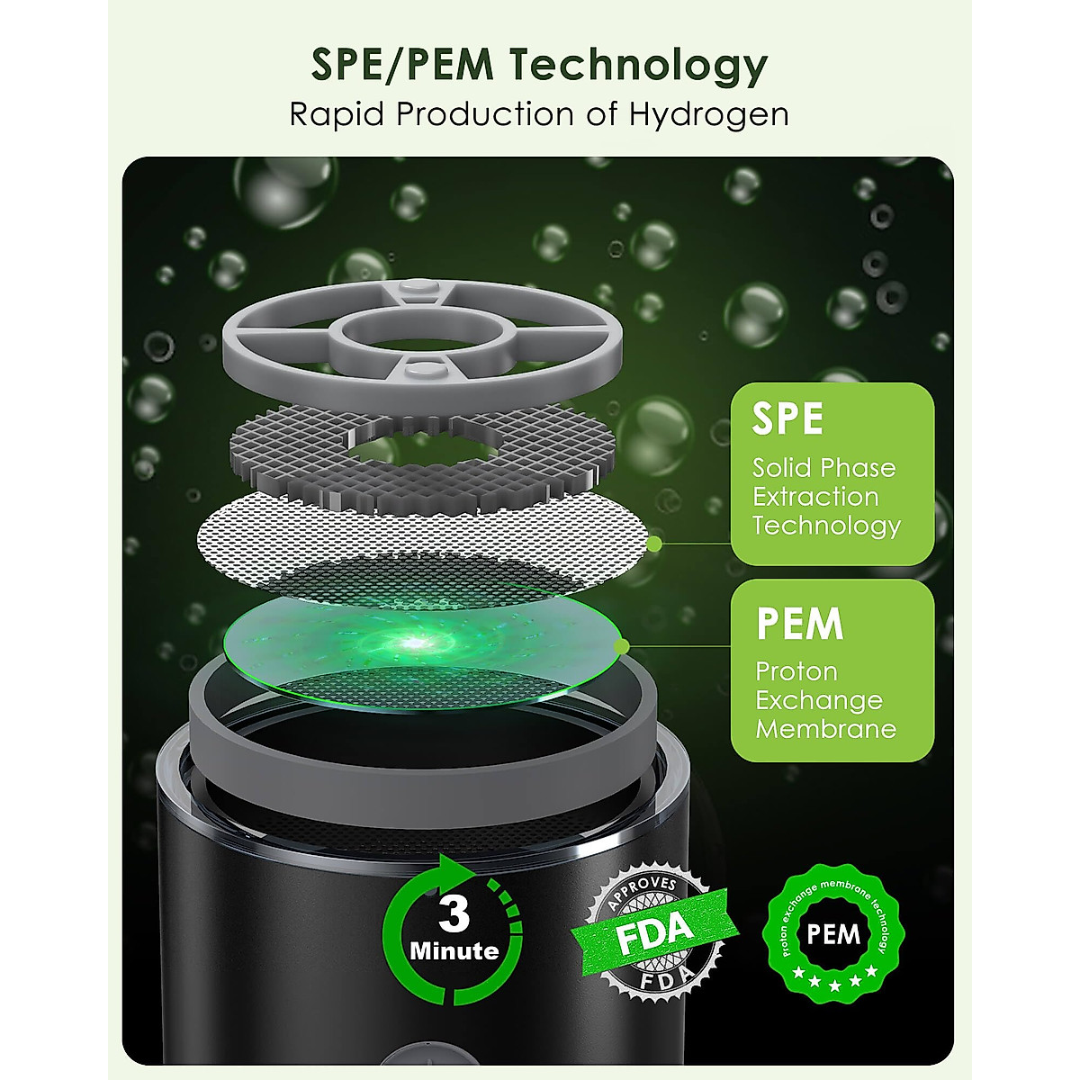 MOVOCA Upgrade Hydrogen Water Bottle, 3Min 2200PPB Hydrogen Water Bottle Generator -SPE PEM Tech, 14OZ Portable Hydro Water Bottle Machine, Birthday Xmas Gift for Husband, Wife, Family, Friends,Travel