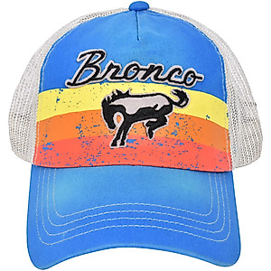 Ford Bronco Embroidered Logo Washed Cotton Adjustable Trucker Hat with Curved Brim, Royal Blue, One Size
