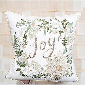 Creative Co-Op 18" Square Beaded Cotton Pillow