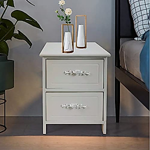 White Nightstands Set with Drawers, Wooden Night Stands Fully Assembled Modern White Night Stands with 2 Drawers, Night Stands Set of 2 for Small Space, Bedroom, Office