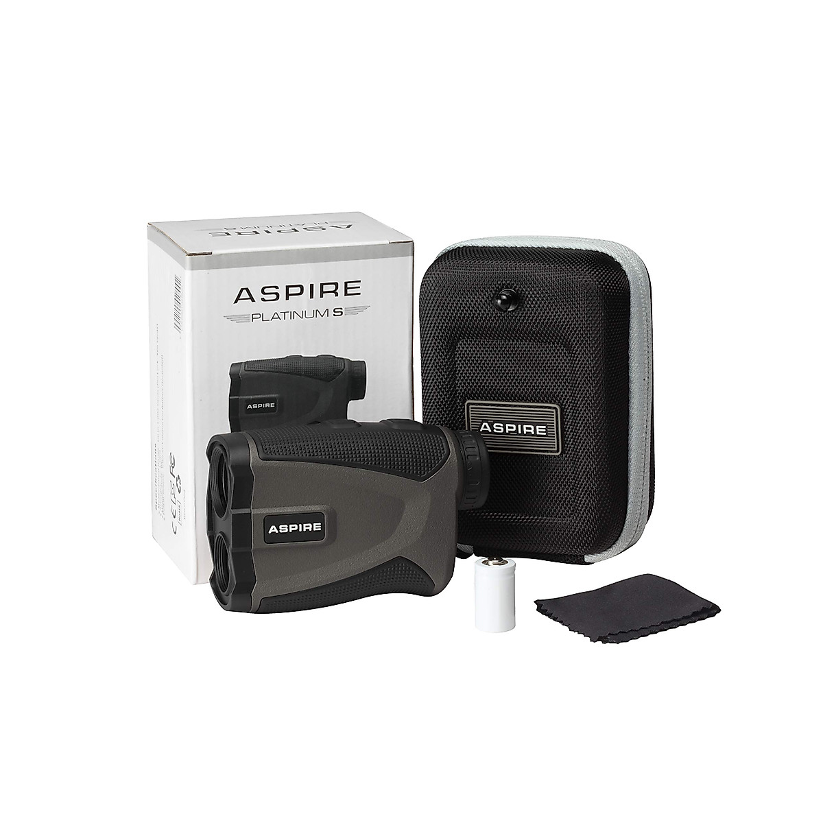 Aspire Golf Platinum Laser Rangefinder with Slope, 6X Magnification, 1000 Yards, Pin Seek, Target Lock, Vibration Alert, Noise Filtration, IPX5 Water Resistance — Case and Battery Included