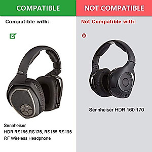 defean RS165 175 185 195 Upgrade Quality Ear Pads Replacement Ear Cushion Foam Compatible with Sennheiser HDR RS165,RS175, RS185,RS195 RF Wireless Headphone,Added Thicknes(Protein Leather)