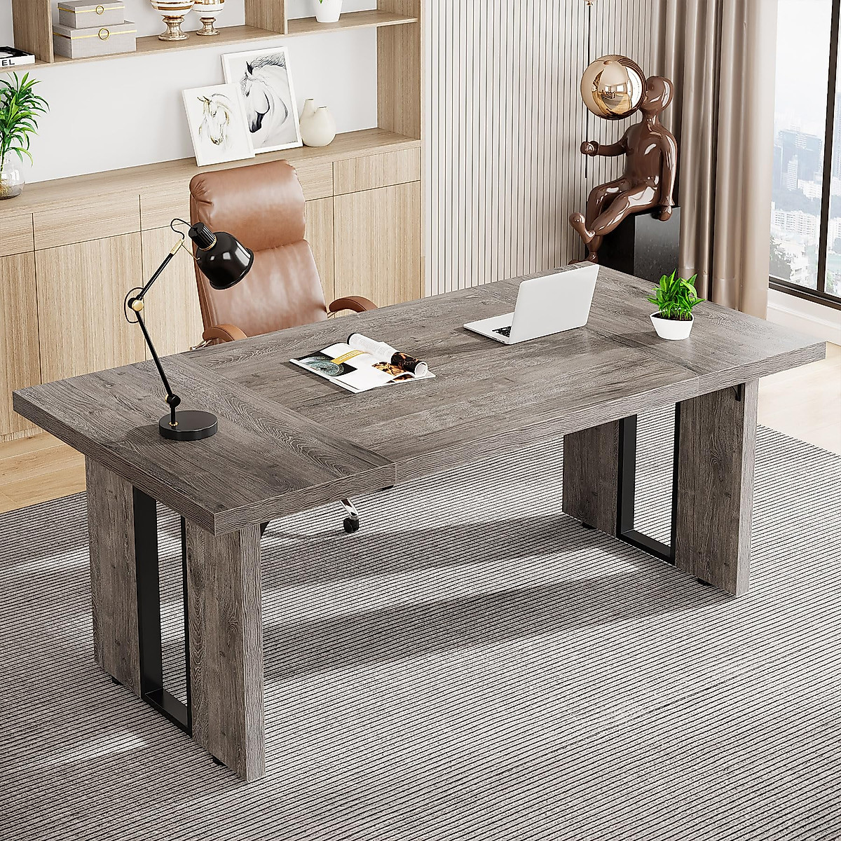 Tribesigns 70.9" Executive Desk, Large Office Computer Desk, Simple Laptop Desk Study Writing Table Workstation for Home Office