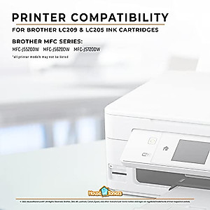 Houseoftoners Compatible Ink Cartridge Replacements for Brother LC209BK & LC205 CMY (2 Black, 1 Cyan, 1 Magenta, 1 Yellow, 5-Pack)