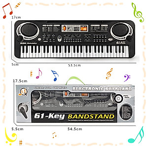 Simhoa 61-Key Digital Piano Keyboard with Microphone USB Rechargable for Bar Stage