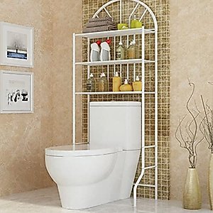 3-Shelf Bathroom Organizer Over The Toilet Storage, 3-Tier Over The Toilet Bathroom Shelf, Bathroom Space Saver Organizer Rack, Freestanding Above Toilet Stand for Bathroom, Restroom, Laundry