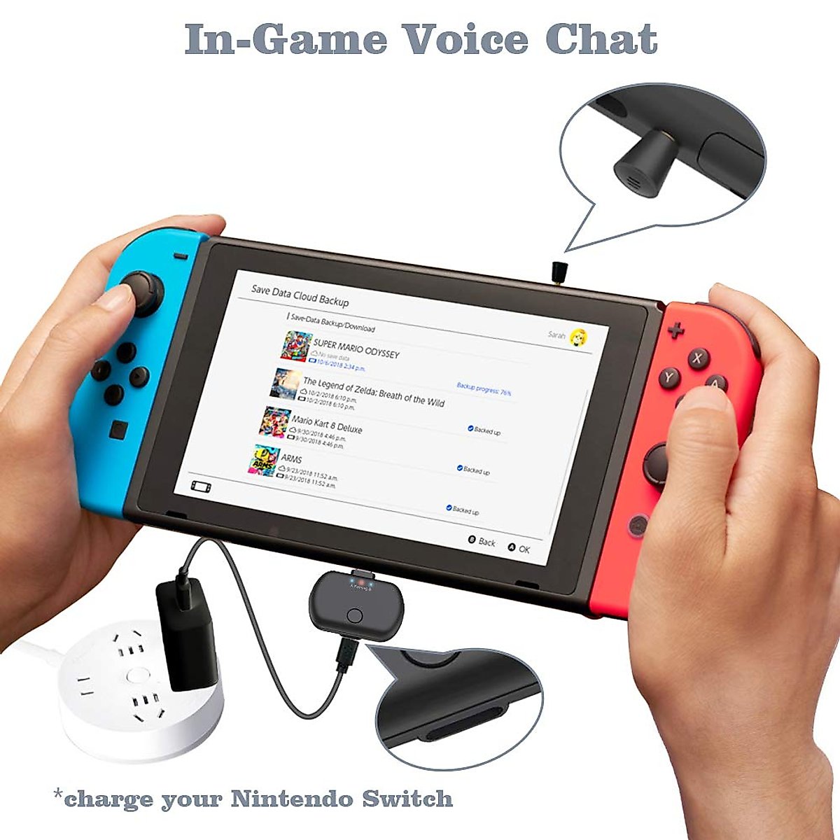 Friencity Bluetooth Audio Transmitter for Nintendo Switch PS4, Low Latency USB Type C Wireless Adapter, Support in-Game Voice& Two Headphones, Compatible with Airpod, Bose, Sony Headphone, Plug n Play