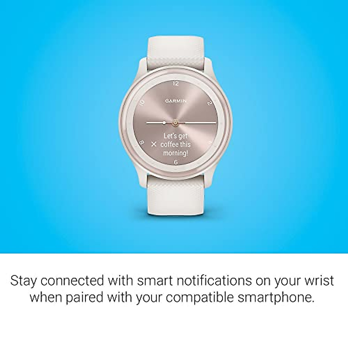 Garmin vivomove Sport, Hybrid Smartwatch, Health and Wellness Features, Touchscreen, White