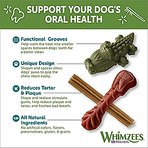 WHIMZEES by Wellness Small Dental Chews Variety Box: All-Natural, Grain-Free, Long Lasting Treats with Grooved Design for Improved Cleaning – Freshens Breath & Reduces Plaque – 56 Count