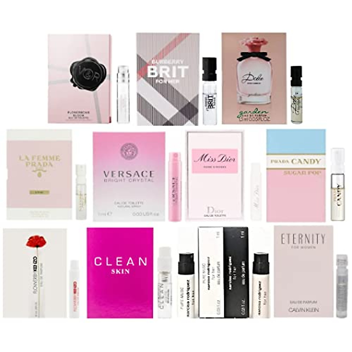 Designer Perfume Sampler Set Lot x 12 Sample Vials - High End Fragrance Samples for Women, 12 Piece Set